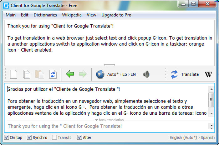 Traduce desde el Escritorio con Google Translate Client Portable ...